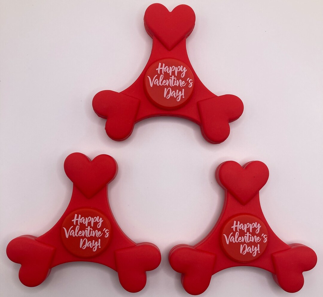 3 Heart Shaped Happy Valentine's Day Fidget Spinners Gifts for ...