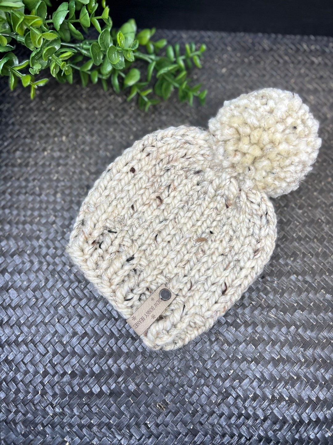 Hand Knitted Newborn Baby Beanie - Baby Beanie With Pom Pom - Chunky ...