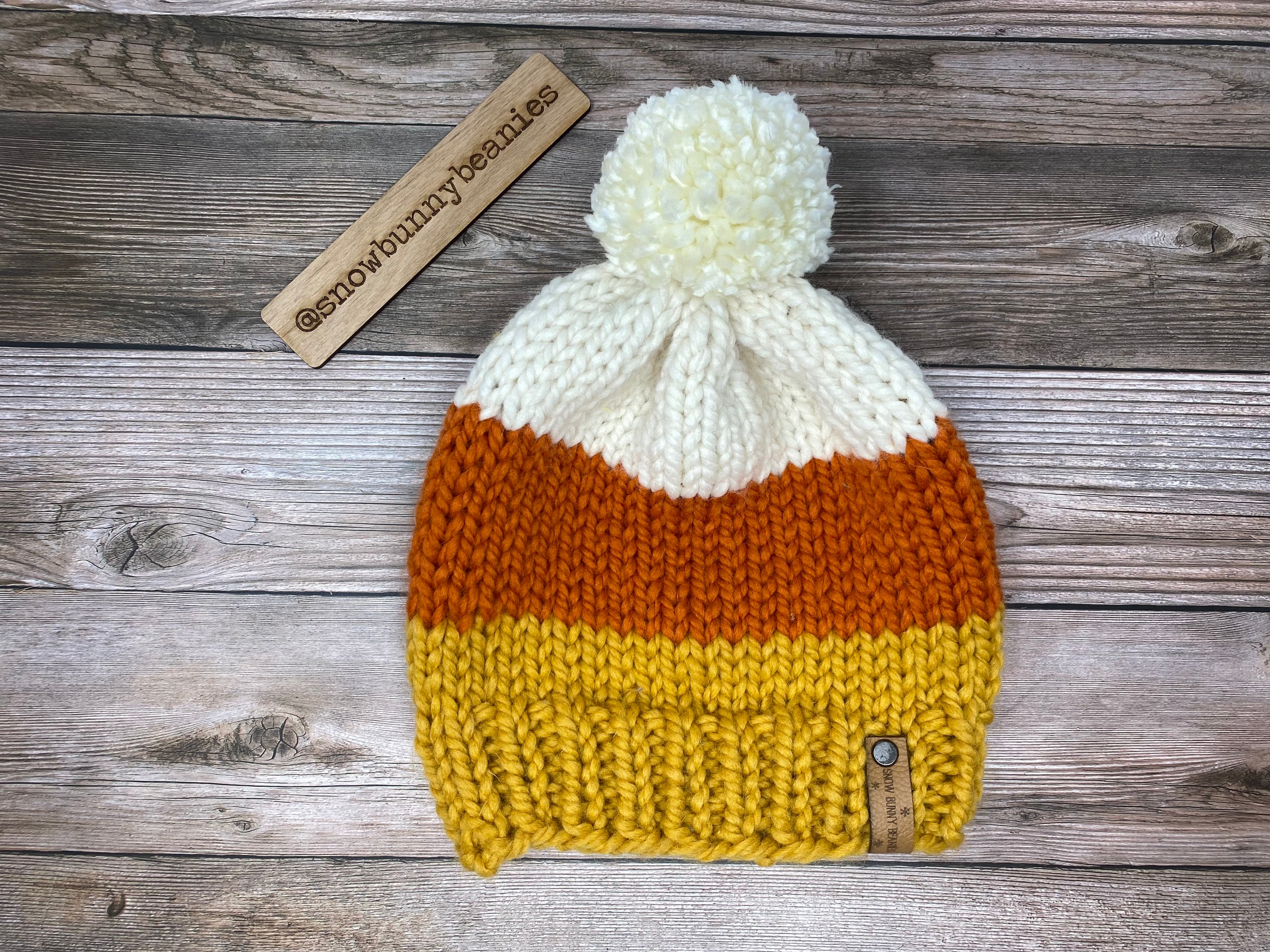 Halloween Beanie Candy Corn Knit Beanie Women's Hat | Etsy