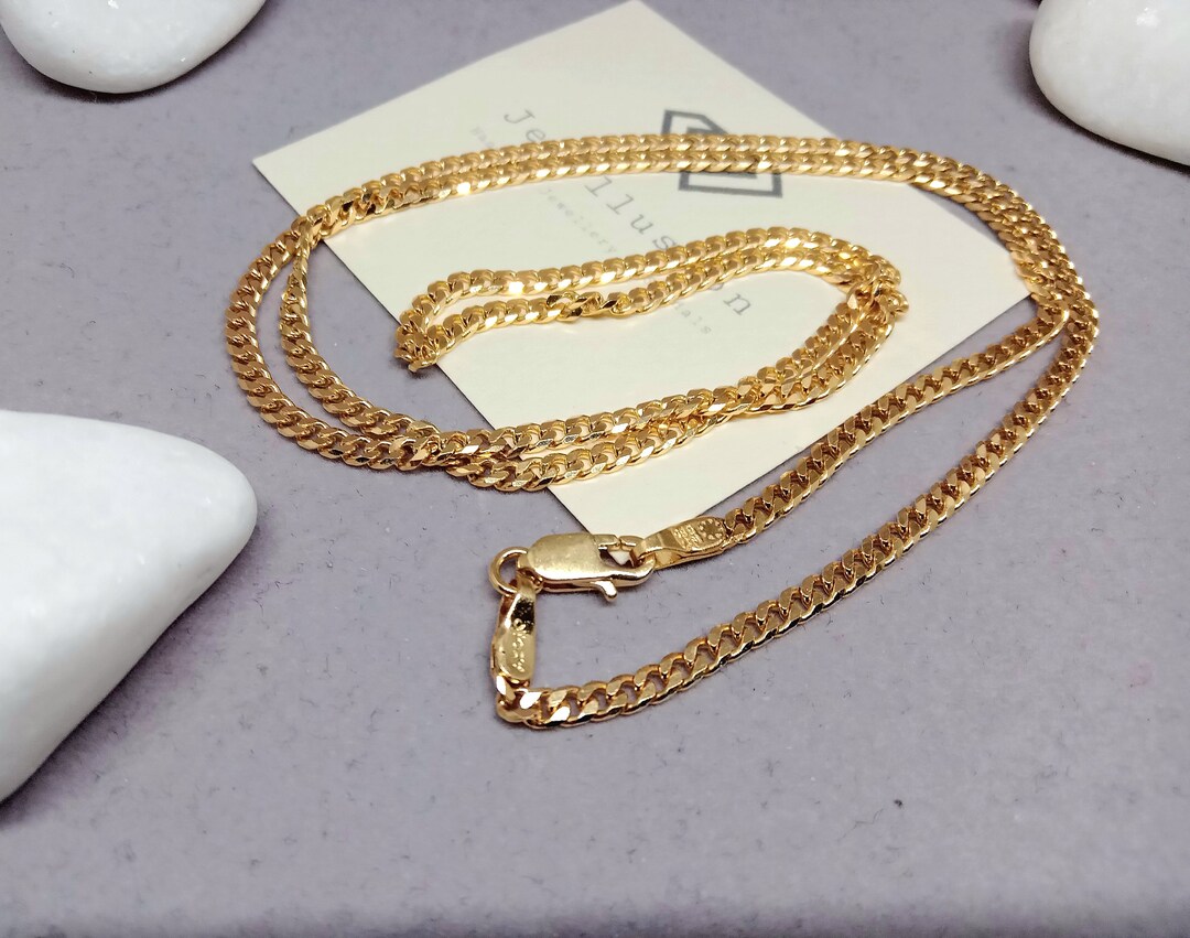 14k Solid Gold Gourmet Chain Necklace, Byzantine 14k Gold Chain ...