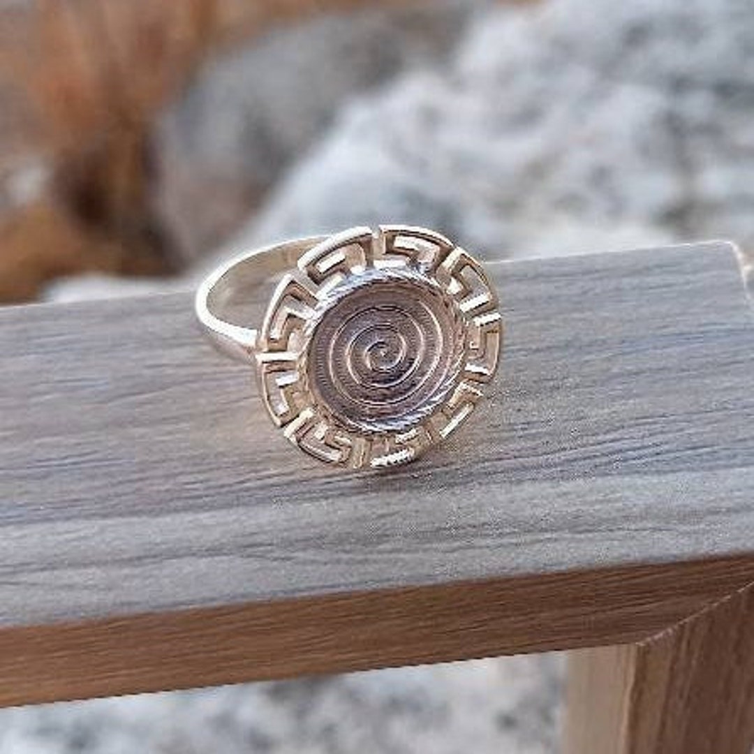 Silver Meander Spiral Ring, Stacking Ring, Disc Ring, Ancient Minoan ...