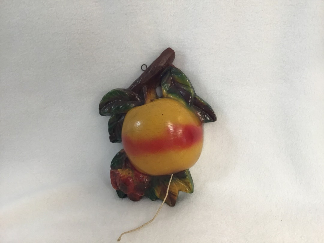 Vintage Chalkware Apple and Berry Wall String Holder E2677 - Etsy