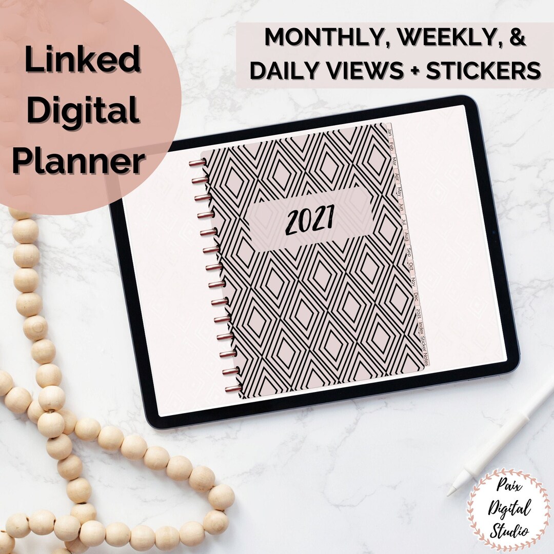 2021 Dated Digital Planner + Sticker Bundle | iPad Planner Hyperlinked ...