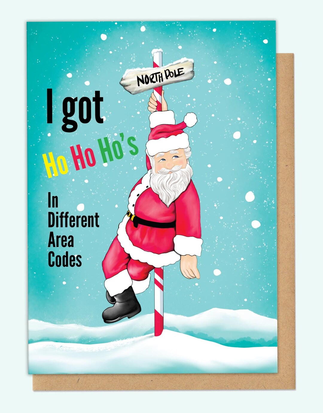 Funny Santa Christmas Card - Area Codes Holiday Greeting - Etsy