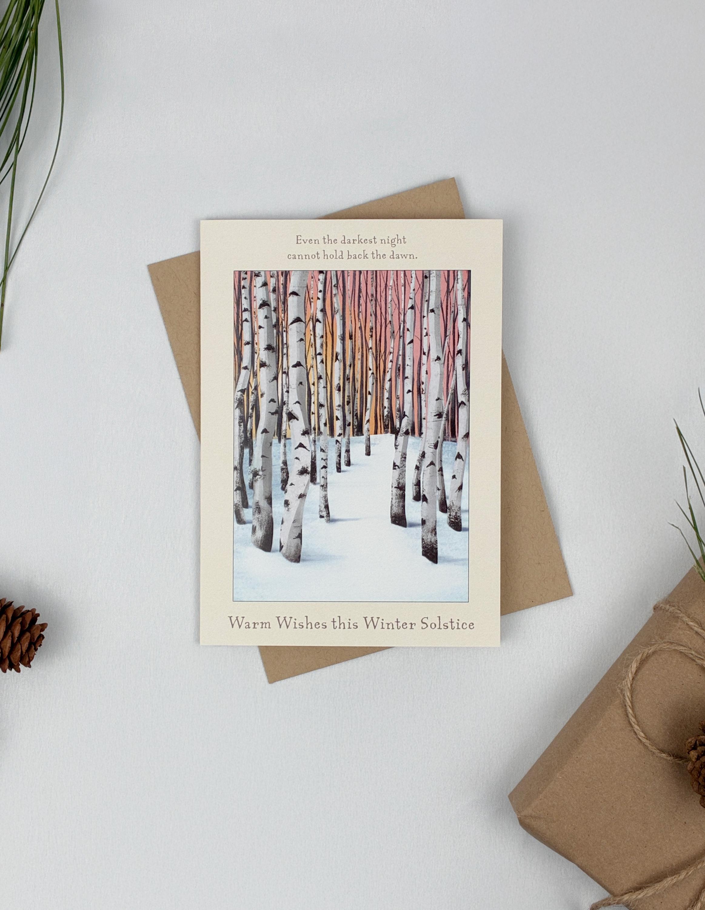 Winter Solstice Card Set (12-pack) Snowy Birch Forest | Yule Holiday ...