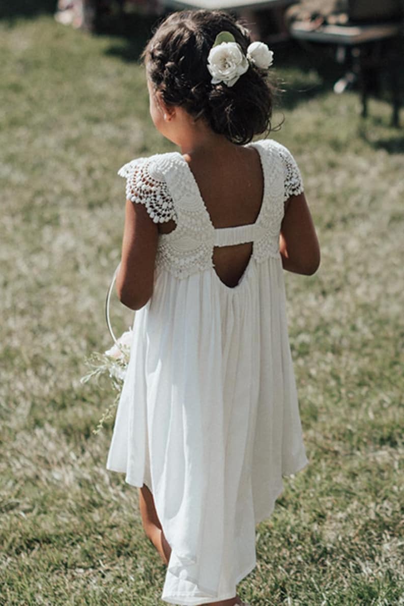 Bohemian Flower Girl Dress Rustic Flower Girl Dress Elegant Etsy