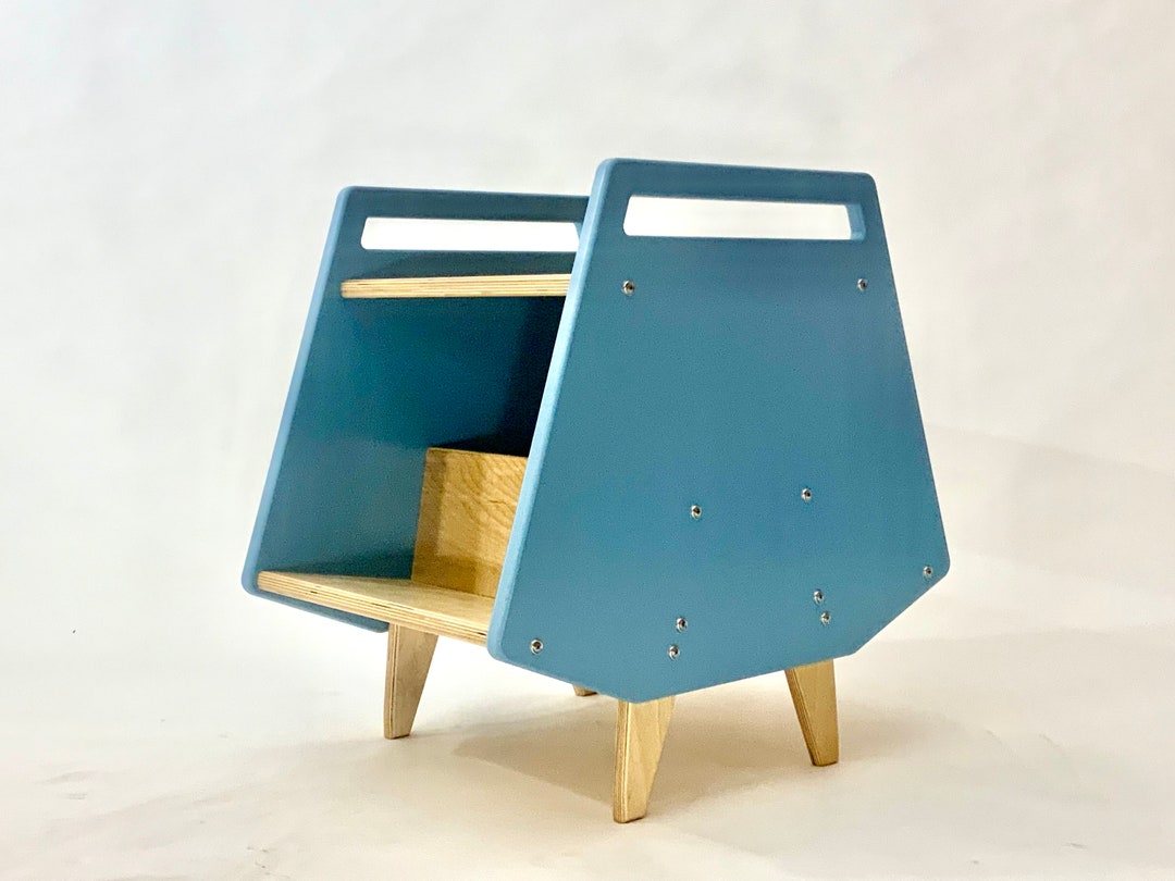 French Blue Side Table /magazine Rack - Etsy