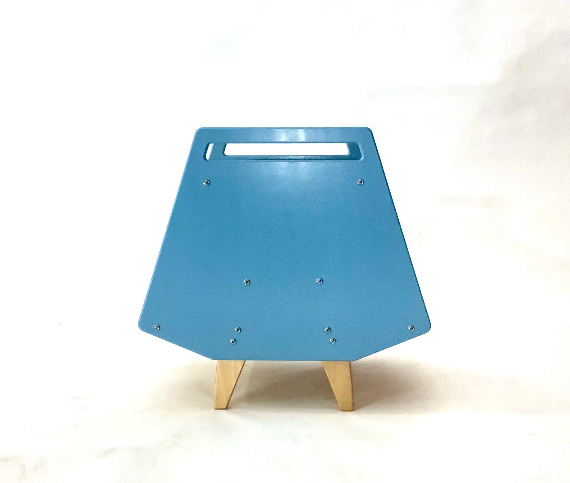 French Blue Side Table /magazine Rack - Etsy