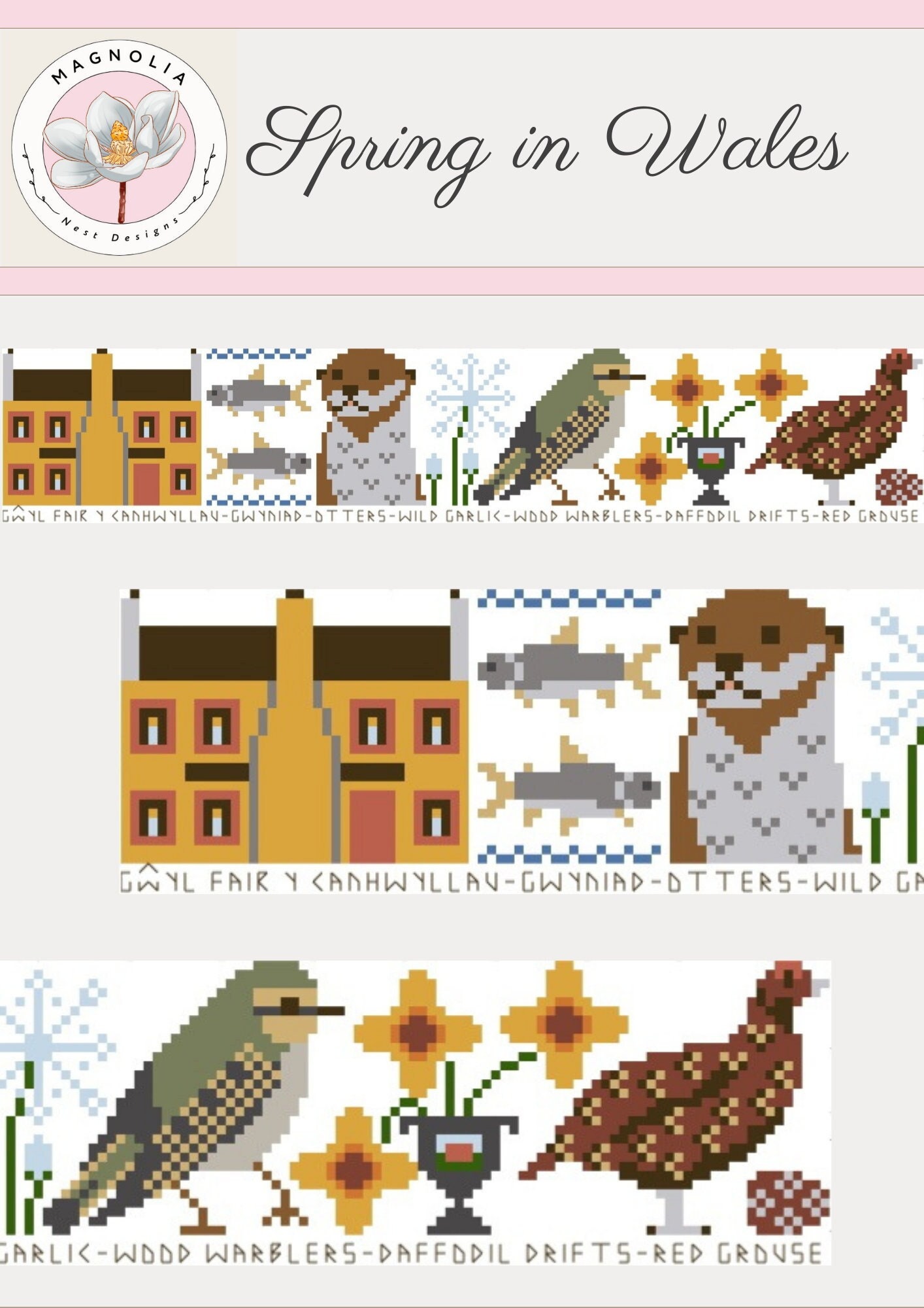 Spring in Wales Cross Stitch Design by Magnolia Nest Designs. Suitable ...