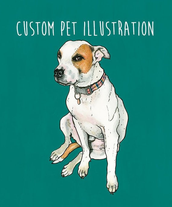 Custom Hand-drawn Pet Illustration Pet Portrait Dog | Etsy