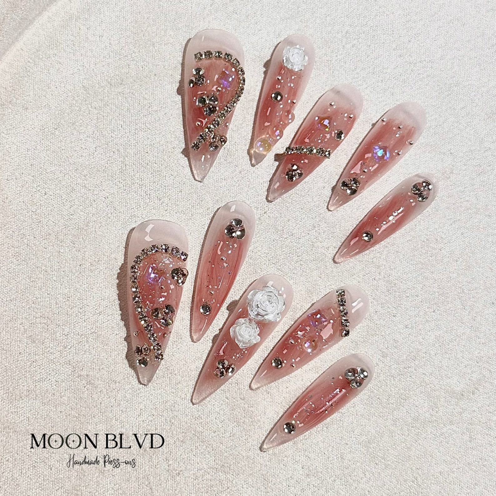 Dahlia | 333 Long Stiletto | Moonblvd Nails | Luxury Press-on Nails ...