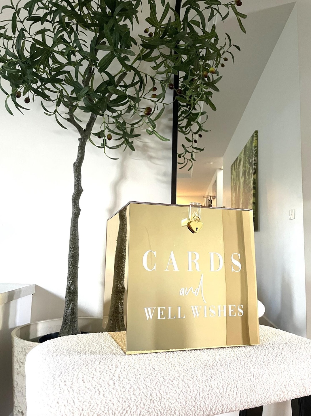 Personalized Gold Mirror Wishing Well Box | Wedding Card Holder - Etsy ...