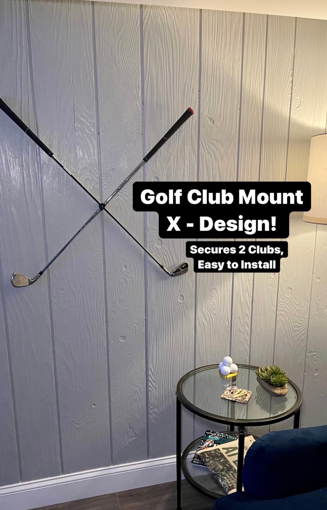 Dual Golf Club Wall Mount Bracket / X Pattern / 11mm or 17mm / Perfect ...