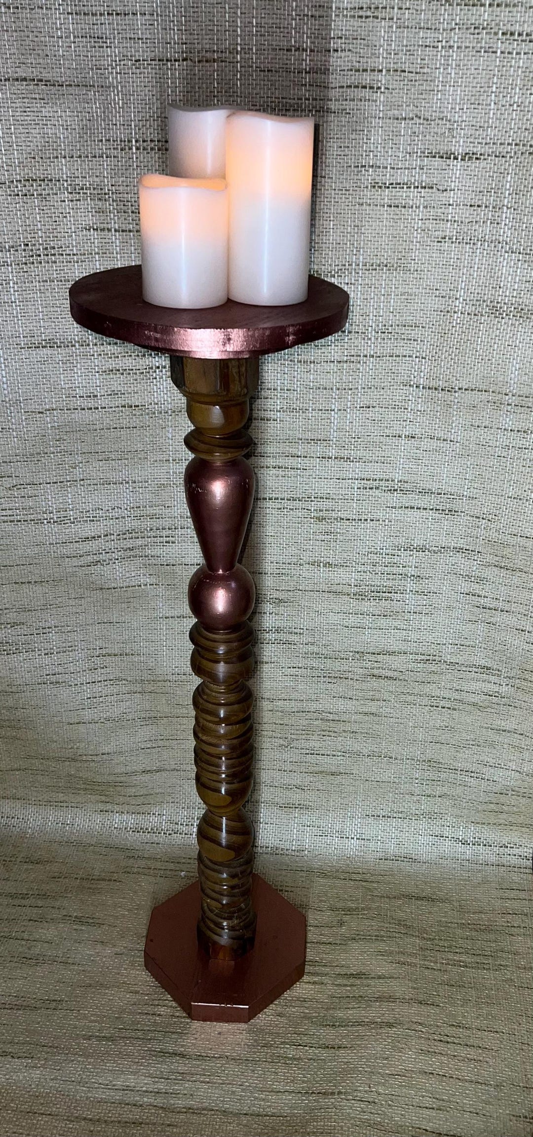 Handmade and Natural Stained/copper Plant Stand, Copper Top & Base - Etsy