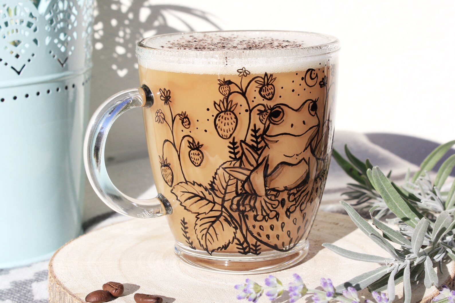 Frog Mug Strawberry Frog Mug Toad Glass Cup Froggy Gift - Etsy