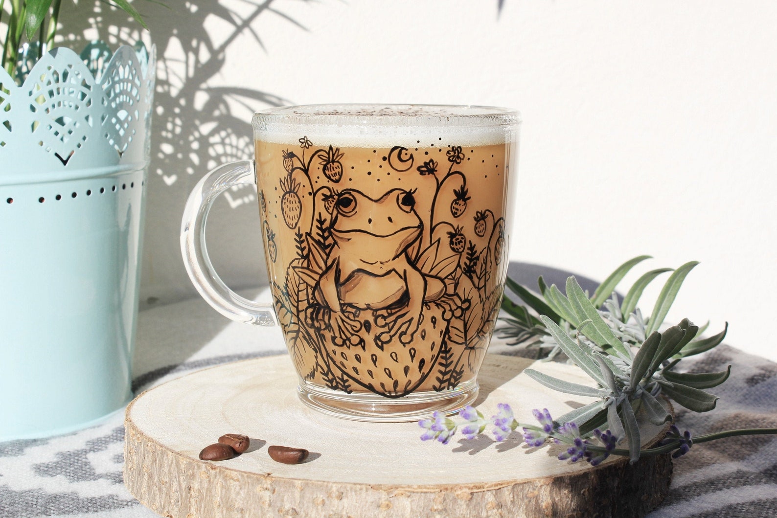 Frog Mug Strawberry Frog Mug Toad Glass Cup Froggy Gift - Etsy