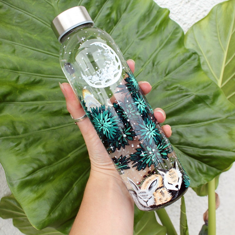 Cute Glass Water Bottle - Etsy