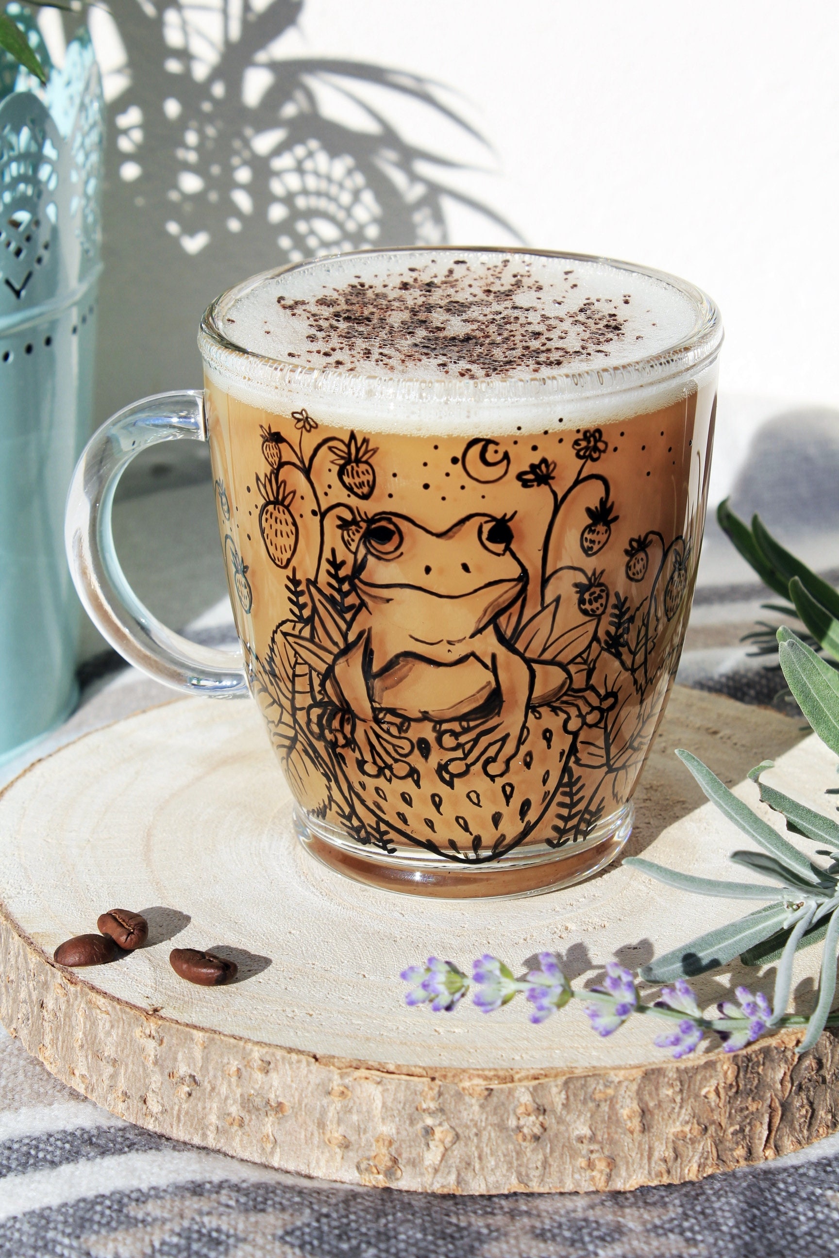 Frog Mug Strawberry Frog Mug Toad Glass Cup Froggy Gift - Etsy