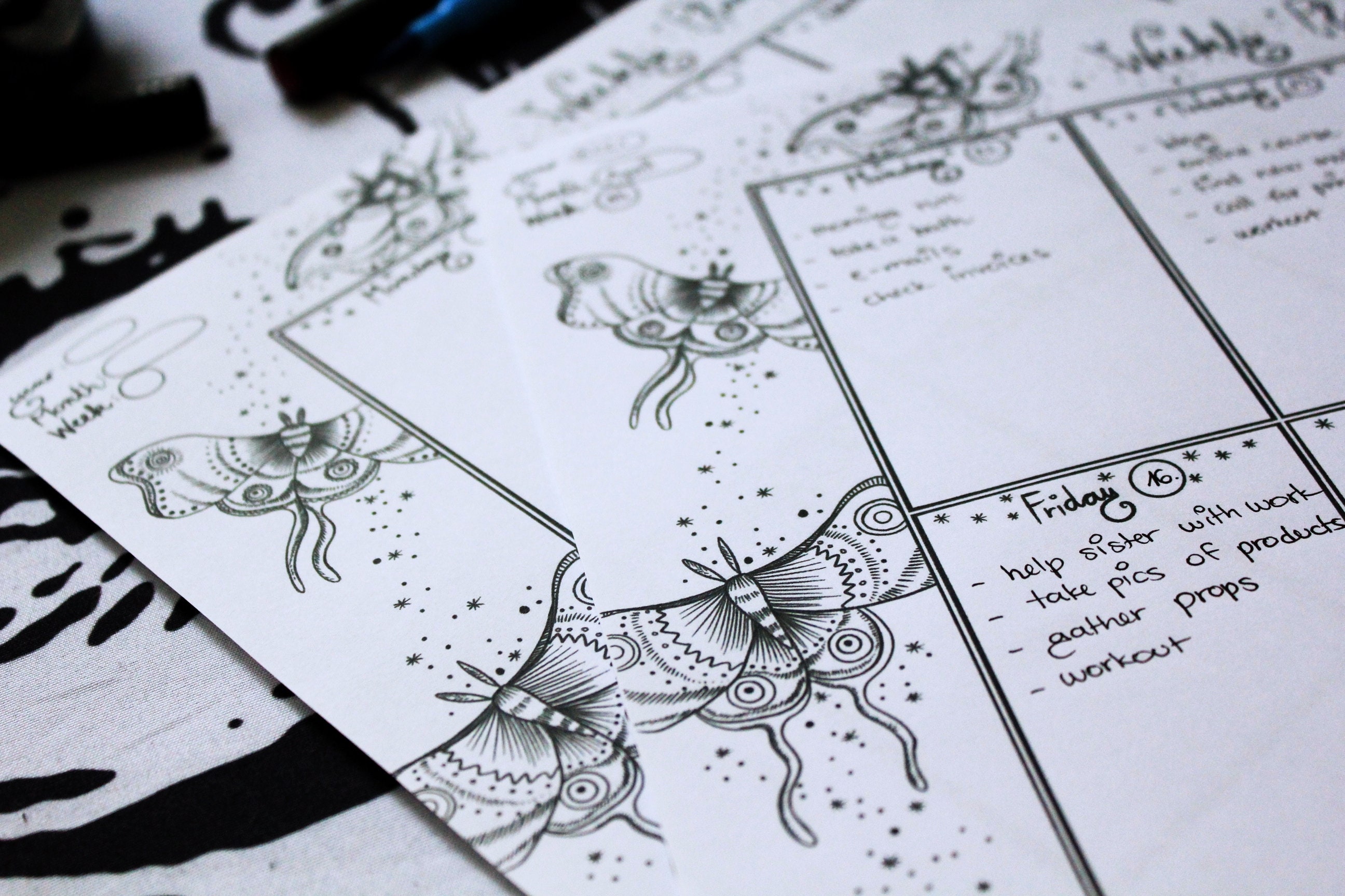 Printable Moth Weekly Planner Moth Daily Diary Coloring Moth - Etsy