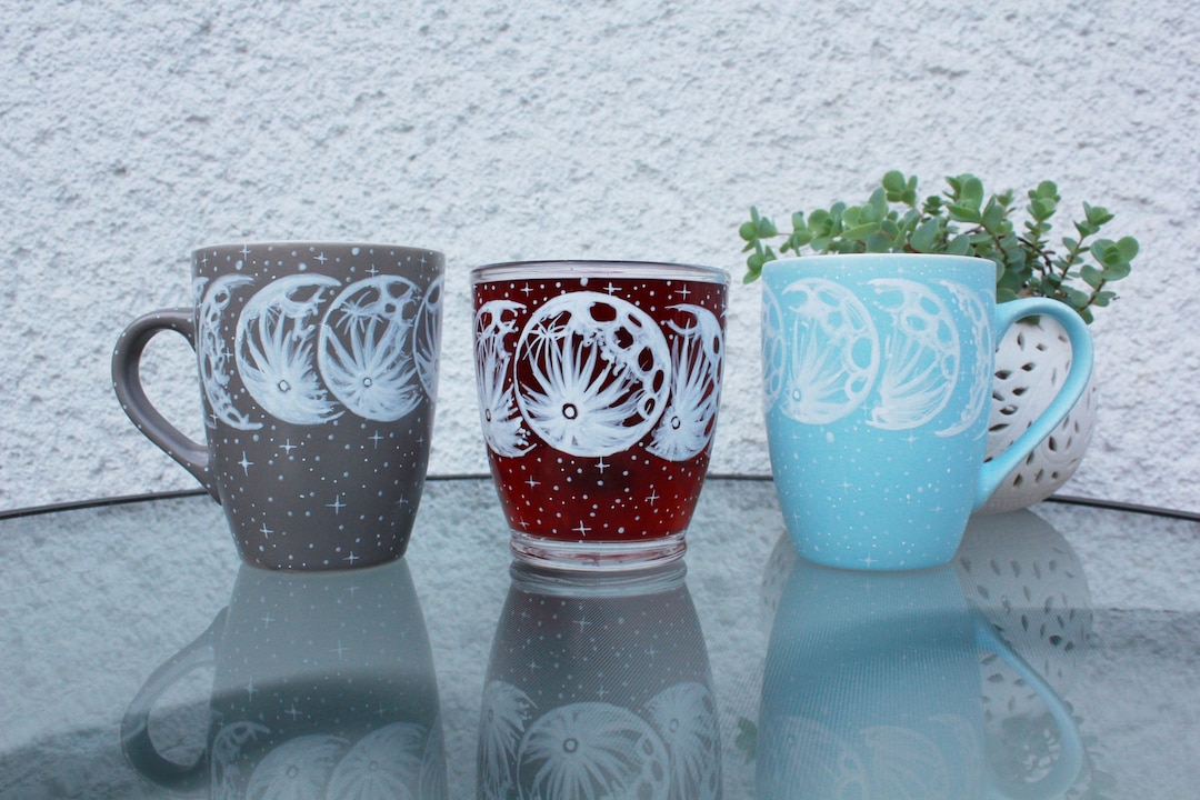 Moon Phases Mug, Luna Mug, Lunar Phases Glass Cup, Gift for Her ...