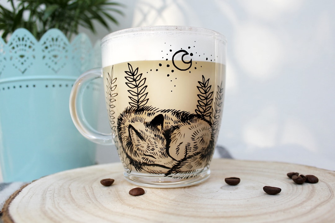 Wolf Mug, Transparent Mug, Wolfie Cup, Handpainted Gift, Wolf Lovers ...