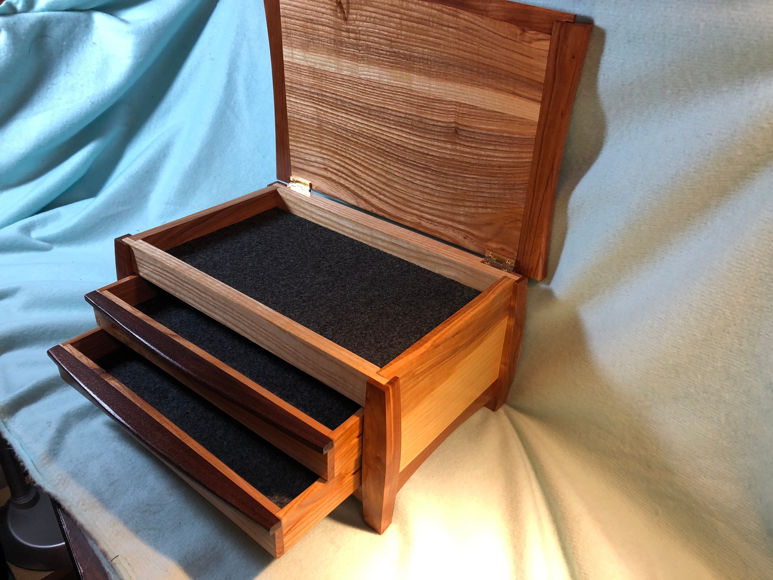 Wooden Jewelry Box Hinged Lid and Drawers - Etsy