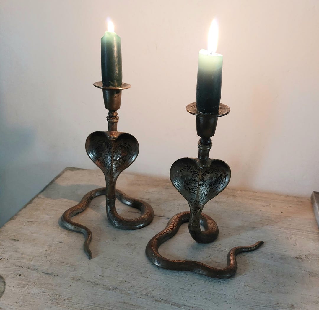 Vintage Pair Brass Candlesticks With Push up Lever for Taper Candles ...
