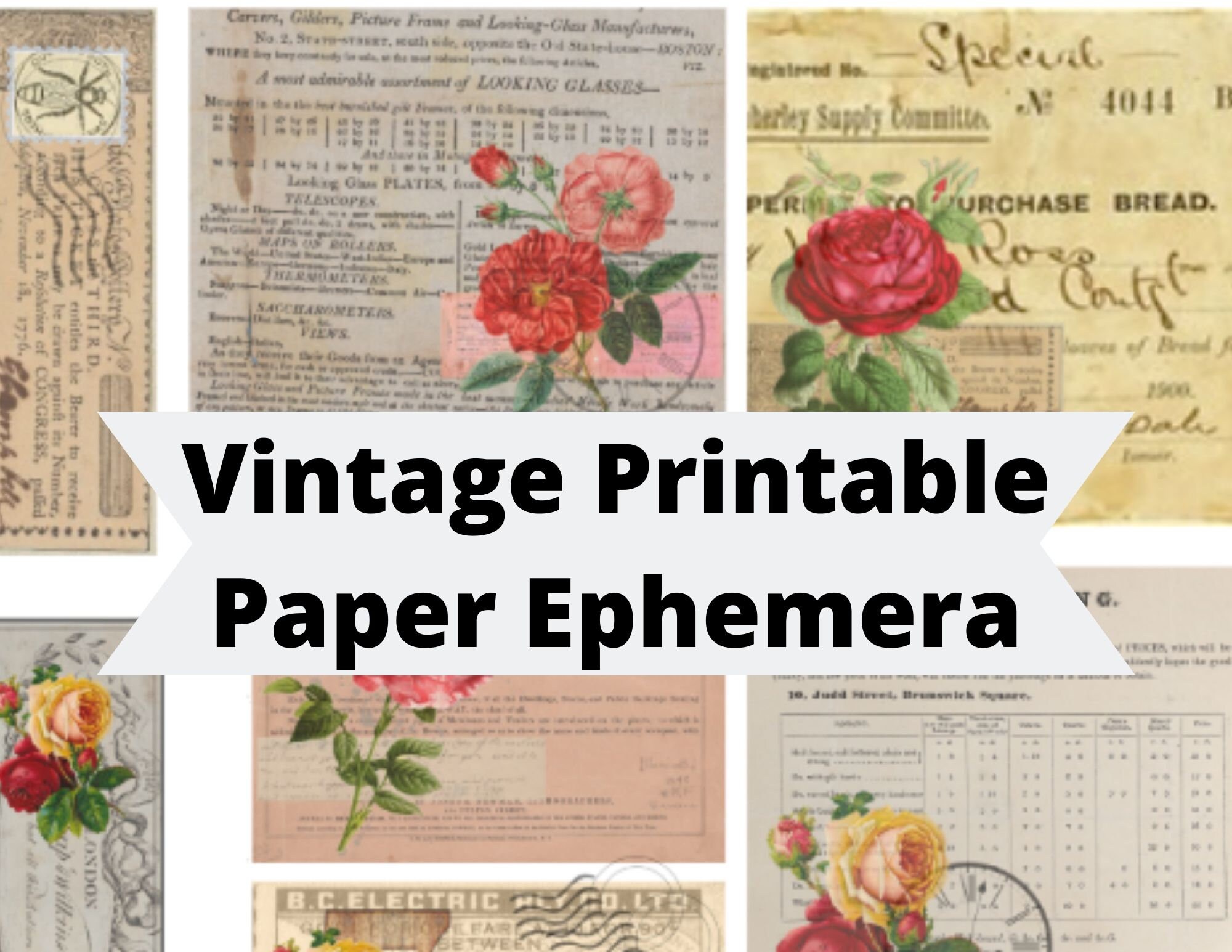 PRINTABLE Paper Ephemera Vintage Cards and Tickets Journaling | Etsy