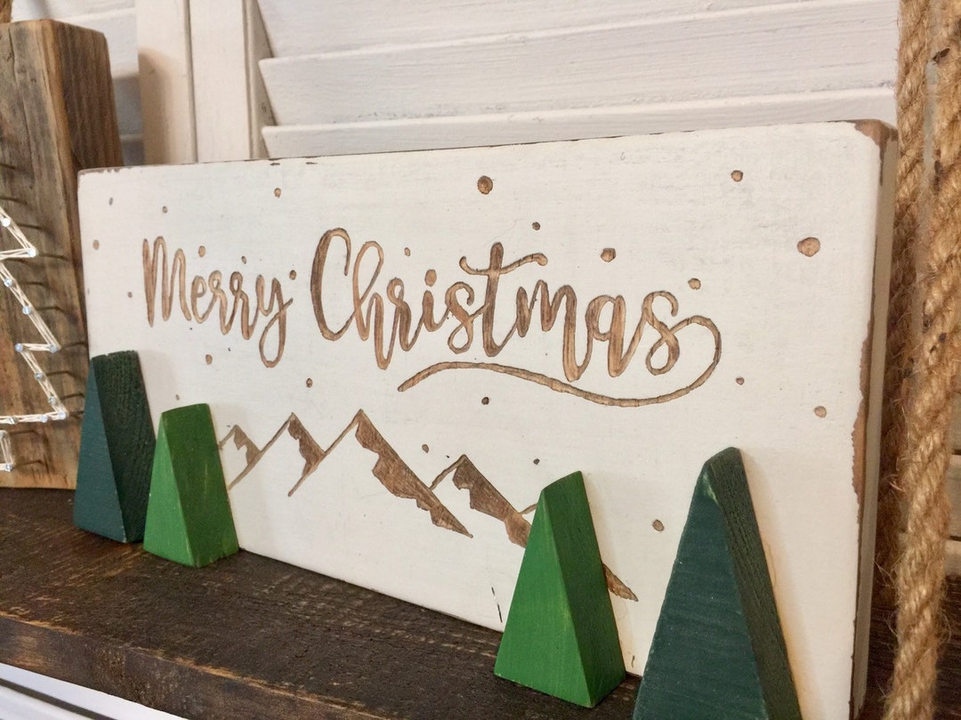 Wooden Merry Christmas Sign, Christmas Table Decor, Farmhouse Christmas ...