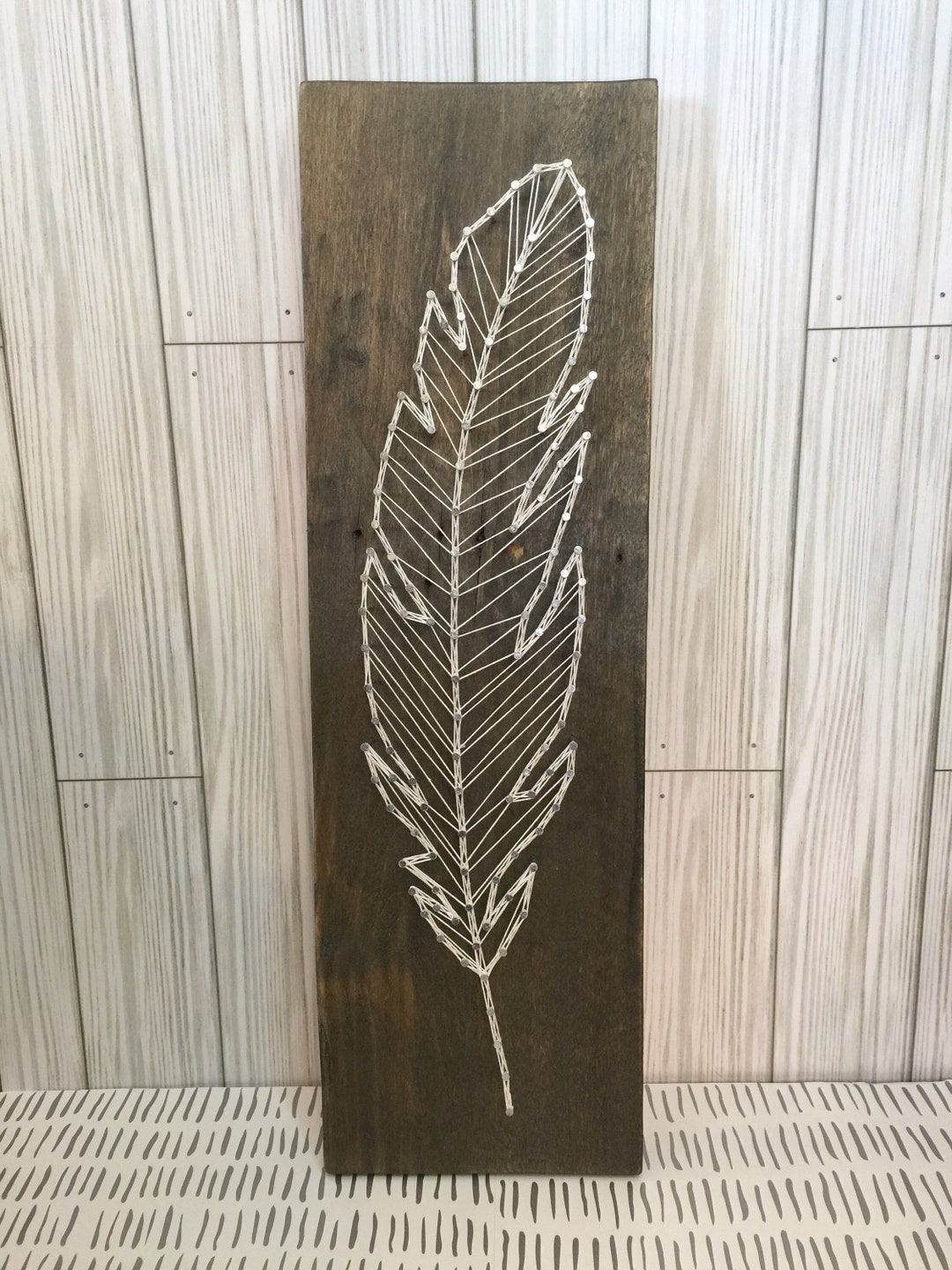 Feather Wall Art, Bohemian Wall Decor, White Feather String Art, Boho ...