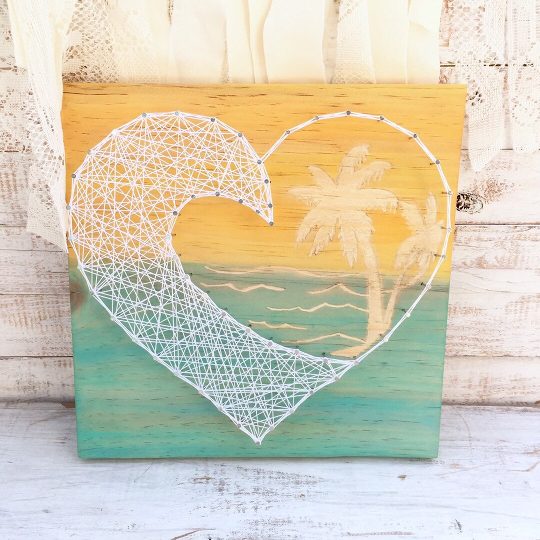 Beach Wall Decor Wave String Art Heart Wave Decor Beach - Etsy