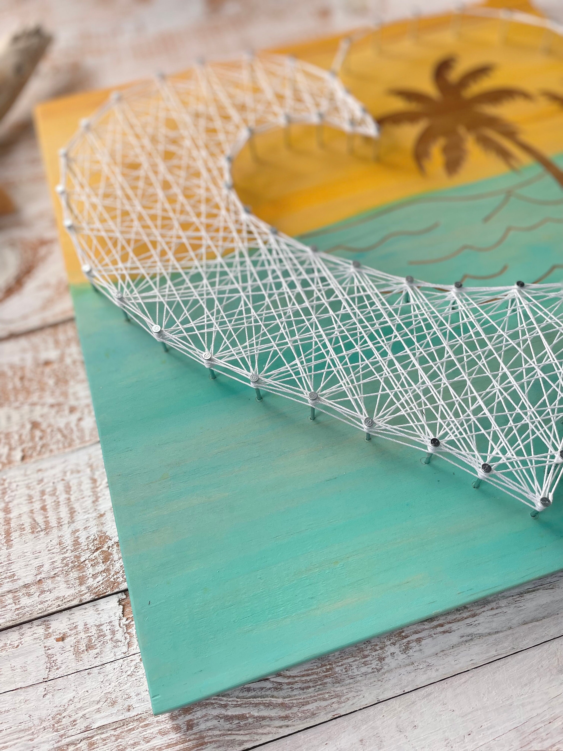 Beach Wall Decor, Wave String Art Heart, Wave Decor, Beach Wall Decor ...
