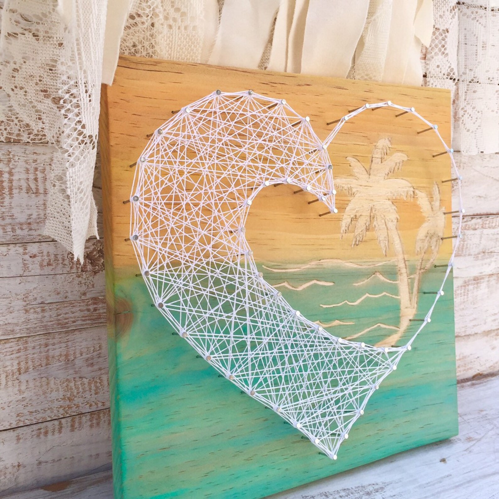 Beach Wall Decor Wave String Art Heart Wave Decor Beach | Etsy