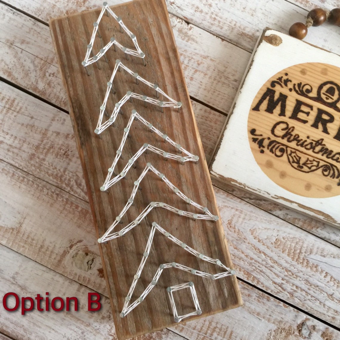 String Art Tree, Rustic String Art, Tree Decor, Christmas Mantel Decor ...