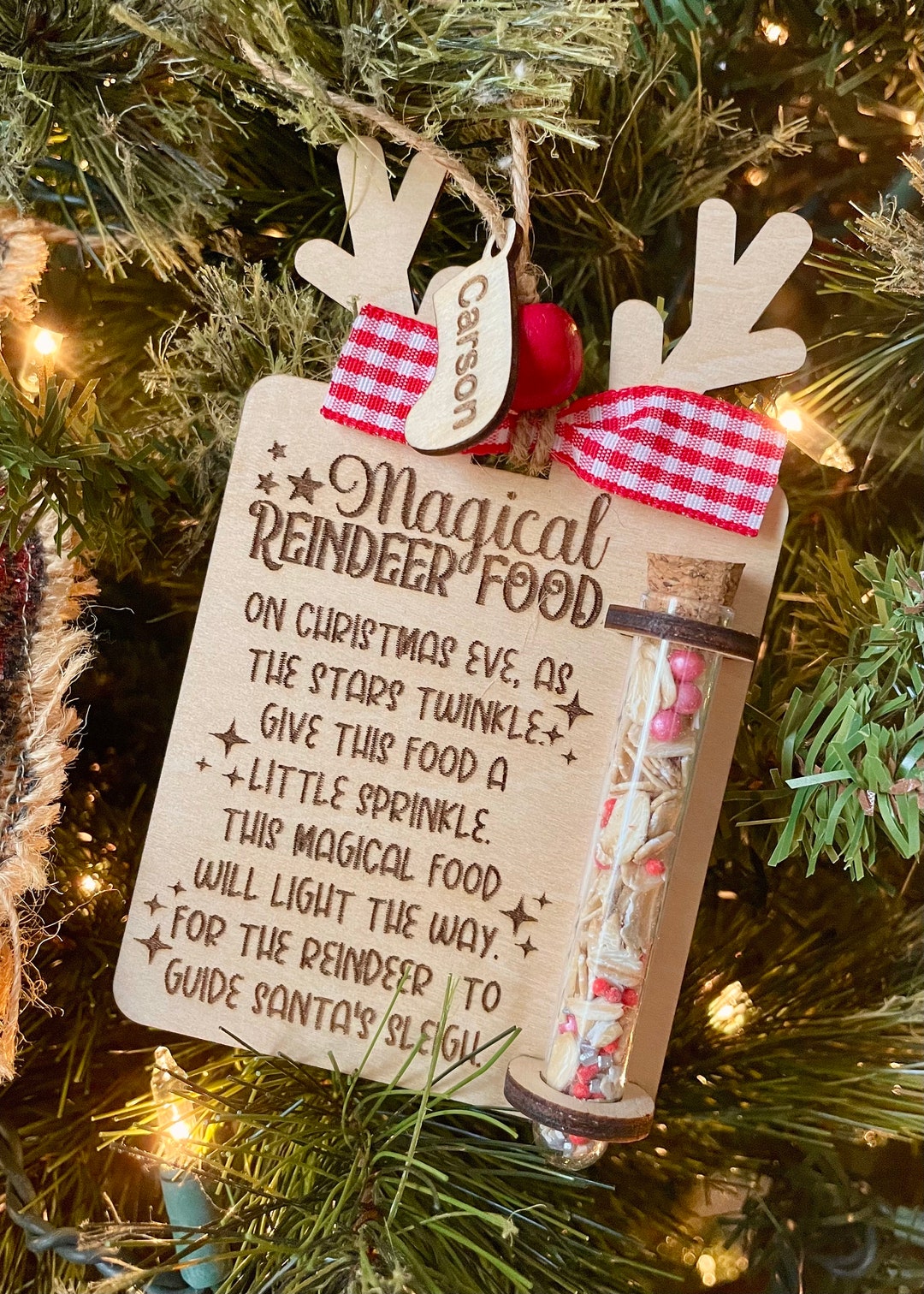 Magical Reindeer Food, Personalized Ornament for Kids, Christmas Eve ...