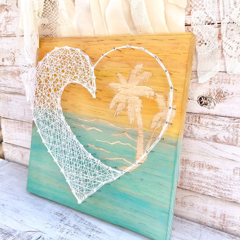 Beach Wall Decor Wave String Art Heart Wave Decor Beach - Etsy