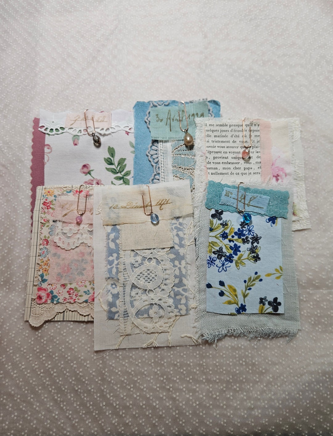 Junk Journal Ephemera, Fabric Ephemera, Fabric Flips for Junk Journals ...