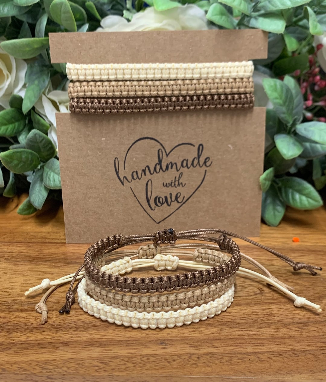 Waterproof Knotted Surf Bracelets: Earth Tone Beach Jewelry, Set of 3 ...
