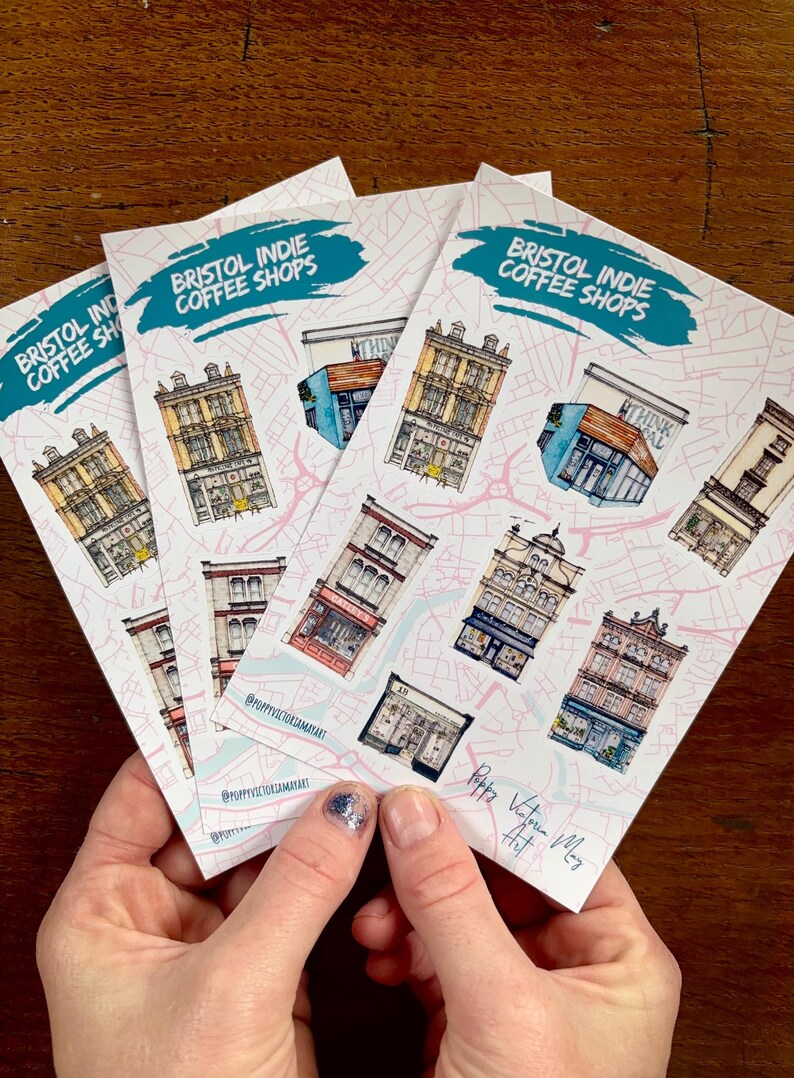 Bristol Indie Coffee Shops Sticker Sheet - Etsy