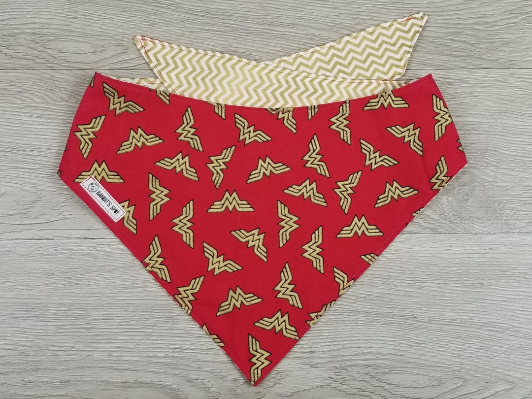 Wonder Woman || Comic Book Super Hero Dog Bandana, Reversible, Metallic ...