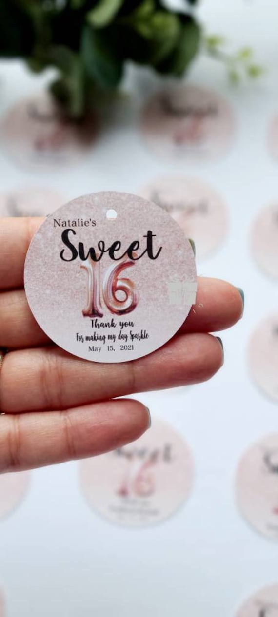 Sweet 16 tags Set of 12 Sweet 16 tags Sweet 16 personalized | Etsy