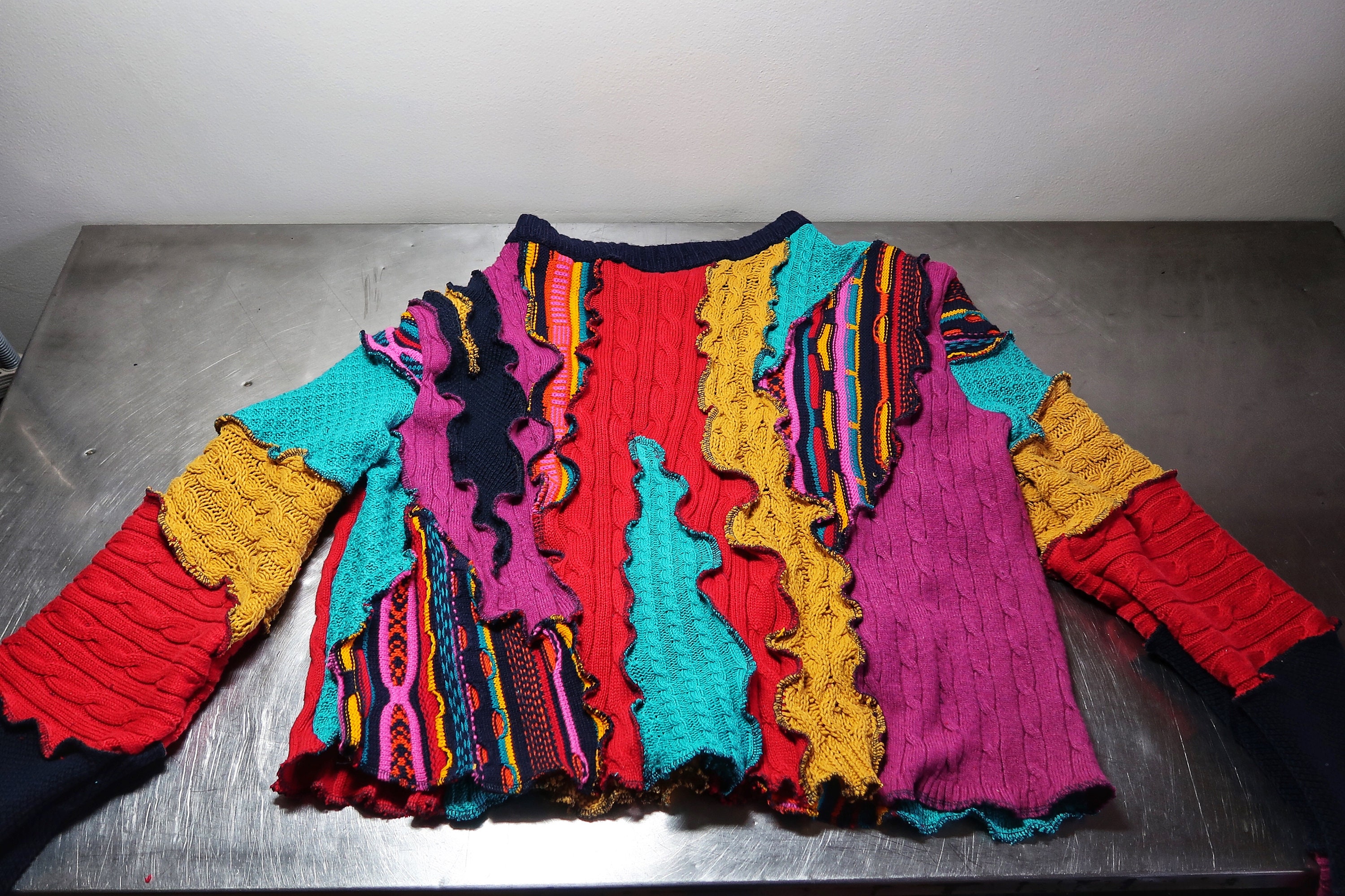 XL Reworked Textured Multi Sweater - Etsy