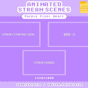 Purple Pixel Heart Animated Stream Scenes! - Etsy