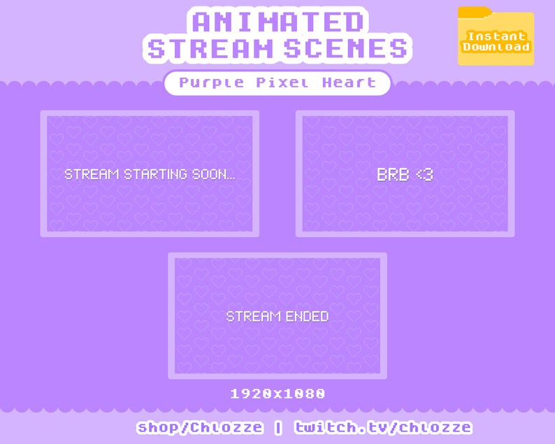 Purple Pixel Heart Animated Stream Scenes! - Etsy