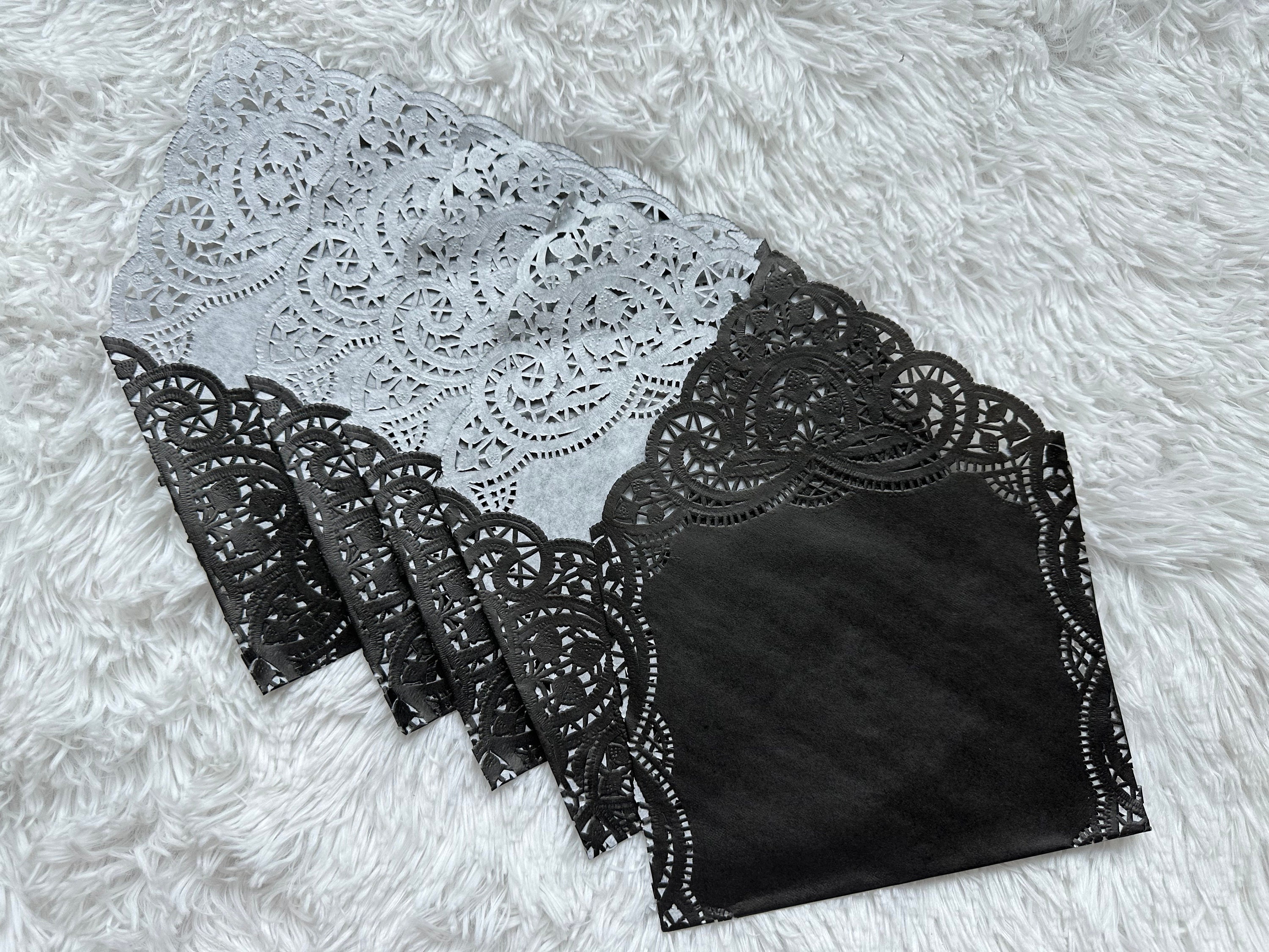 Black Lace Envelopes, Rustic Wedding Invitation, Doily Lace Envelopes ...