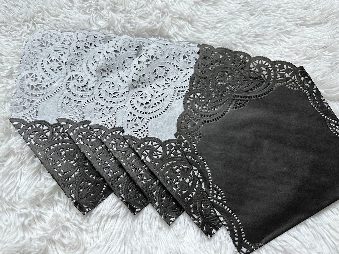 Black Lace Envelopes, Rustic Wedding Invitation, Doily Lace Envelopes ...