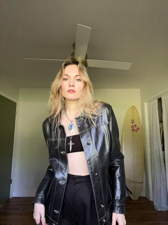 vintage leather jacket y2k - Gem