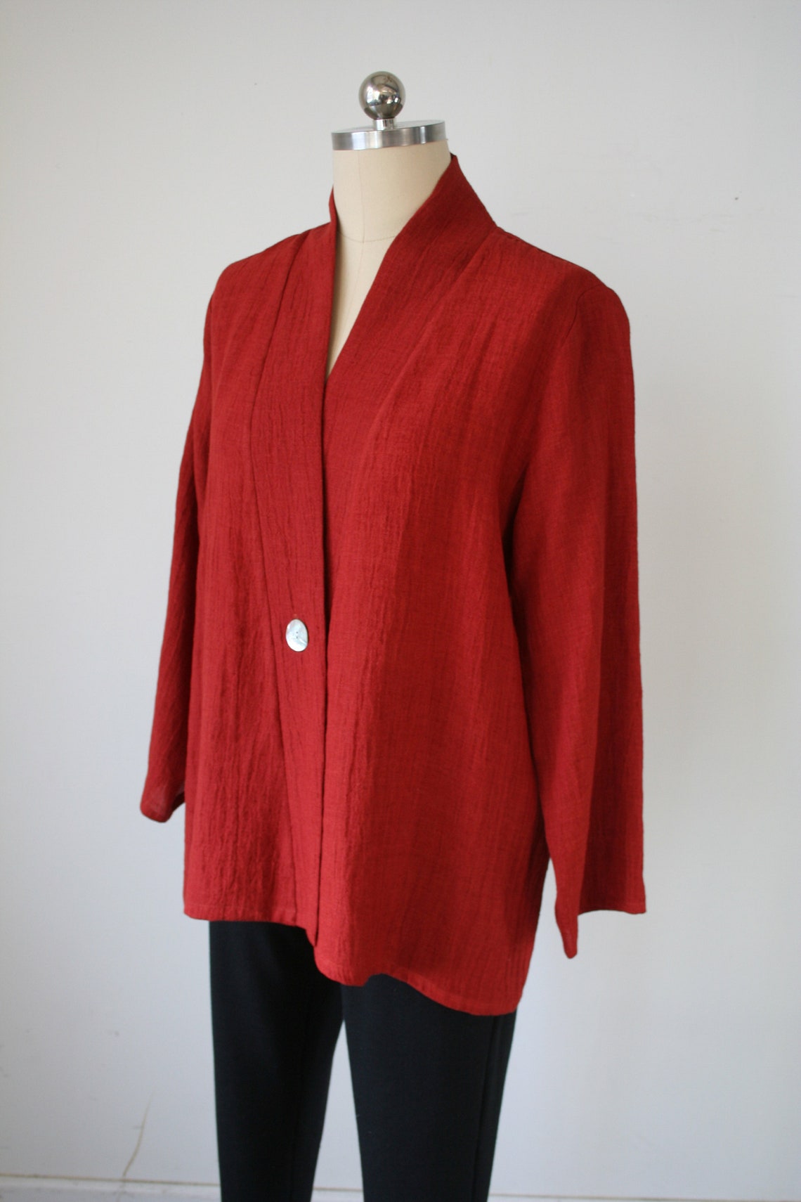 Linen Cardigan Jacket, Linen Shirt, Plus Size, Made in USA, Kimono ...