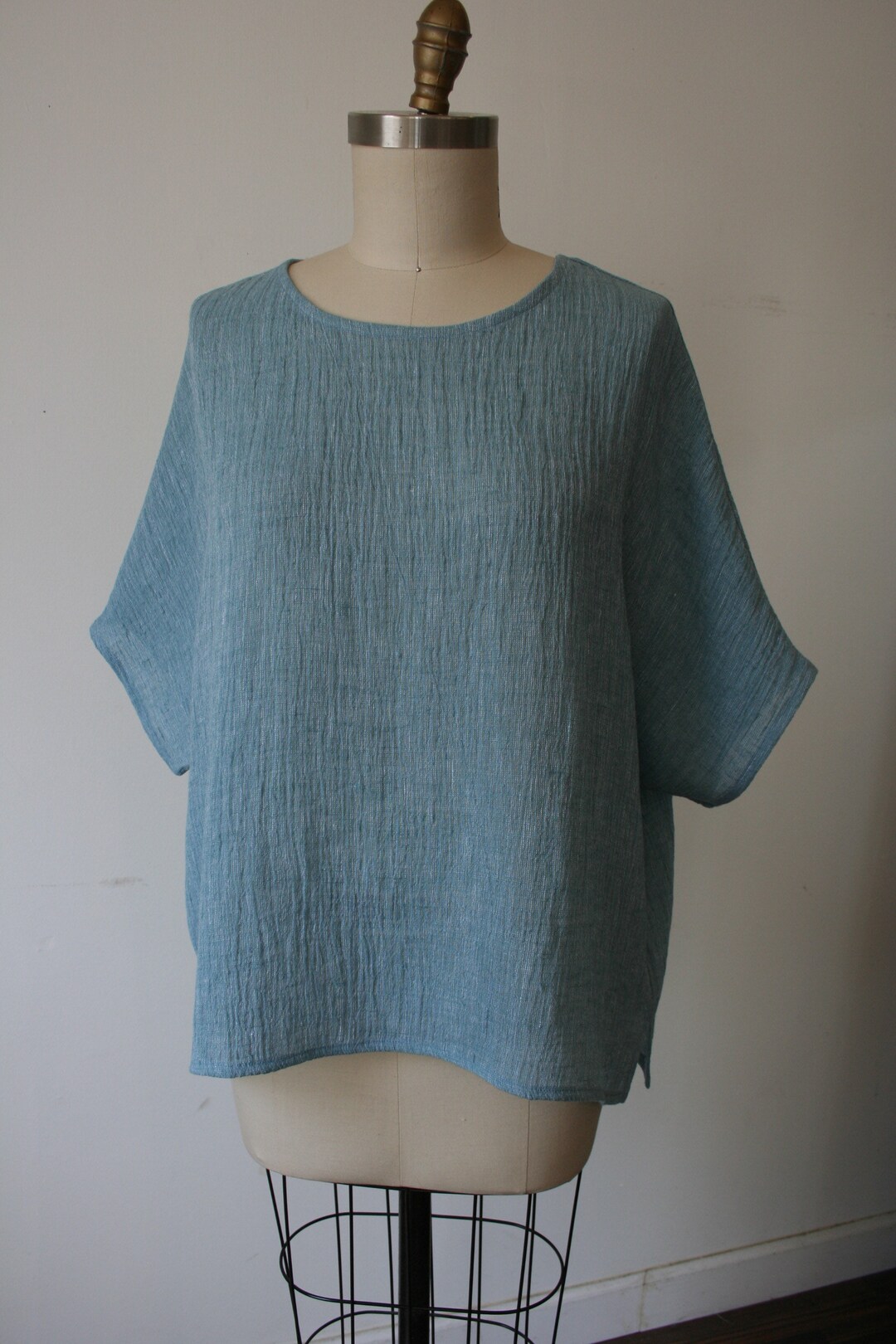 Boxy Linen Top: Oversize Crinkle-texture Blouse, Made in USA - Etsy