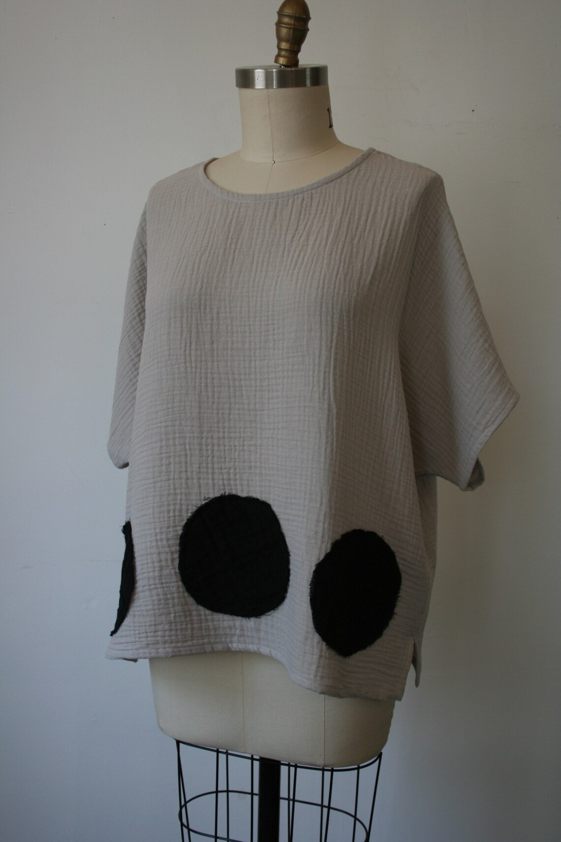 Boho Gauze Top: Oversized Double Cotton Applique - Etsy
